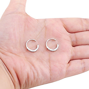 Milacolato 925 Sterling Silver CZ Pave Ear Cuffs Small Hoop Earrings for Womens Cubic Zirconia Huggie Non Piercing Earrings