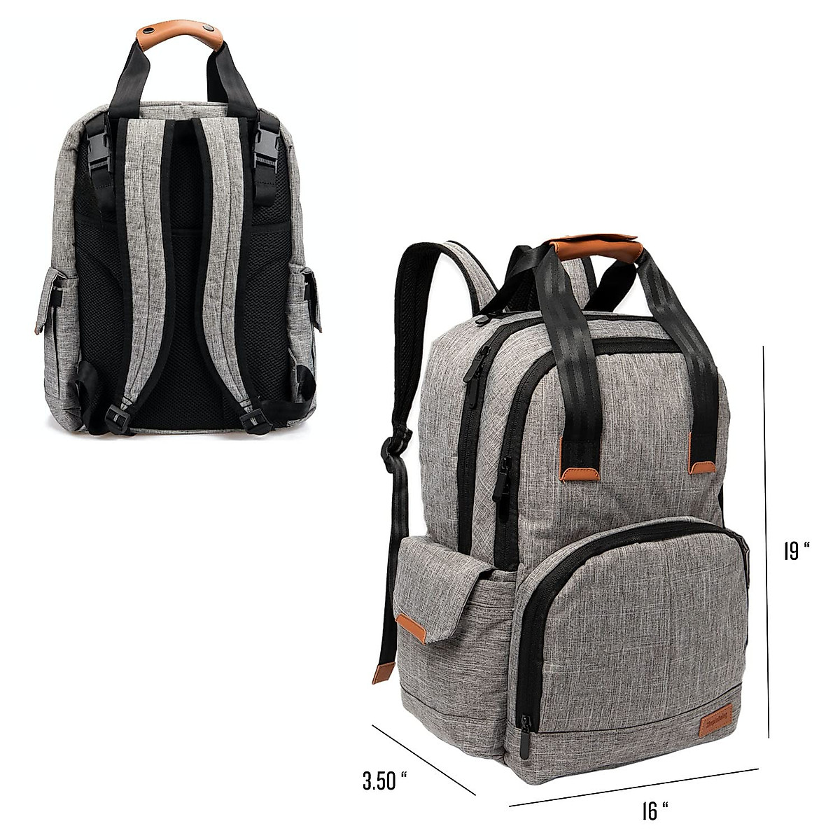 Simple Being Baby Diaper Bag Backpack, Multi-Function Travel Bag (Grey)