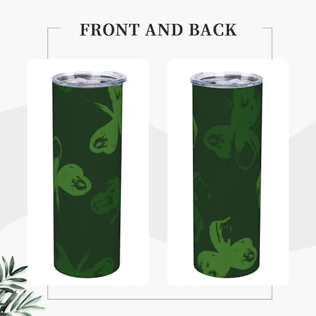 AFHYZY 20 oz Skinny Tumbler Reusable Coffee Travel Mug with Lids and Straws, Insulated Coffee Cups 20oz Stainless Steel Water Bottles Leak Proof for Office - St. Patrick's Day