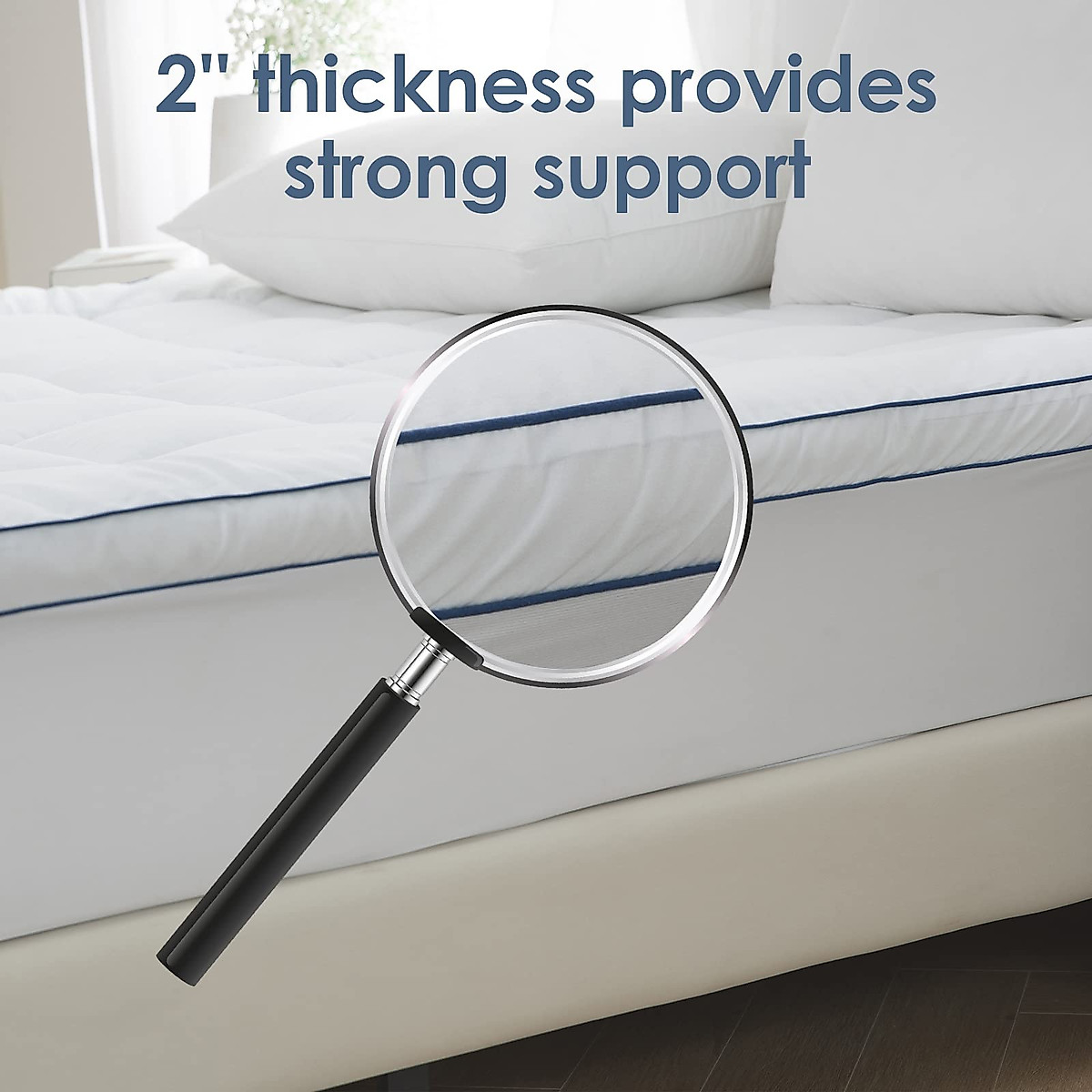 REDKEY Queen Mattress Topper Microfiber 3D Mattress Pad with 18'' Deep Pocket Soft Plush Mattress Protector Queen White