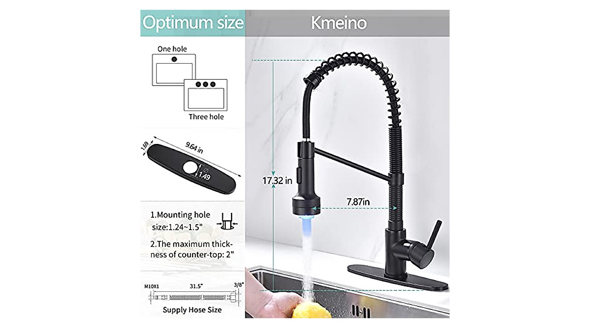 Kemino Matte Black LED Kitchen Faucet - Modern & Lead-Free