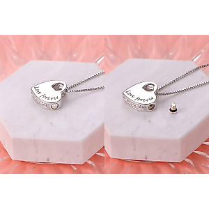 JZMSJF S925 Sterling Silver Urn Necklace for Ashes Heart Pendant Love Forever Cremation Keepsake Jewelry for Women