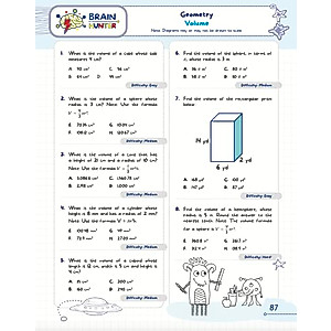 Math Practice Workbook Grades 6-8: 1000+ Questions You Need to Kill in Middle School by Brain Hunter Prep (Arithmetic, Algebra, Geometry, Measurement, ... more in Kill It Series by Brain Hunter Prep)