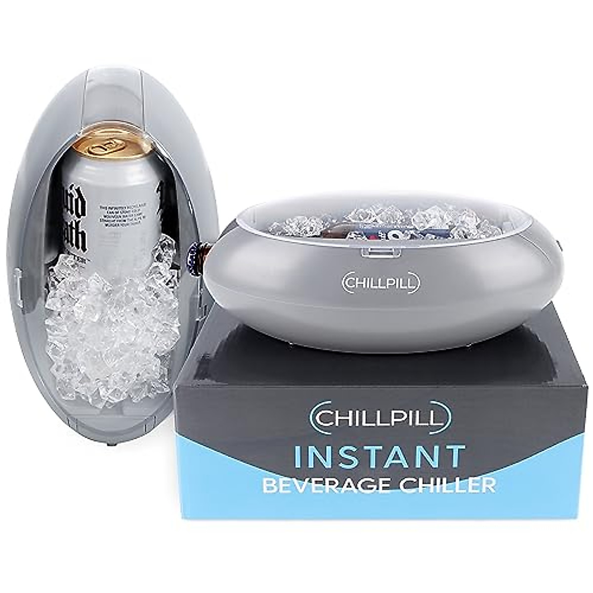 CHILLPILL Instant Beverage Chiller - Universal Can and Bottle Mini Cooler For Drinks - Rapid Chiller for Beer and Soda Lovers - Portable Can Chiller - Personal Small Cooler Accessories