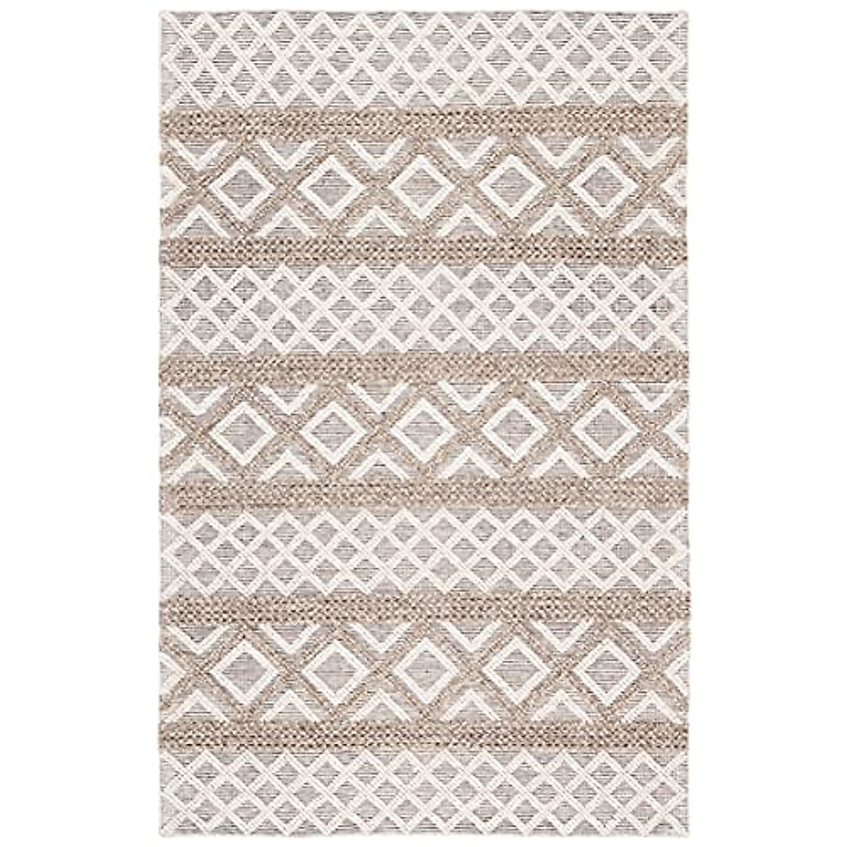 SAFAVIEH Vermont Collection 5' x 8' Ivory/Grey VRM211F Handmade Moroccan Premium Wool & Cotton Living Room Dining Bedroom Area Rug