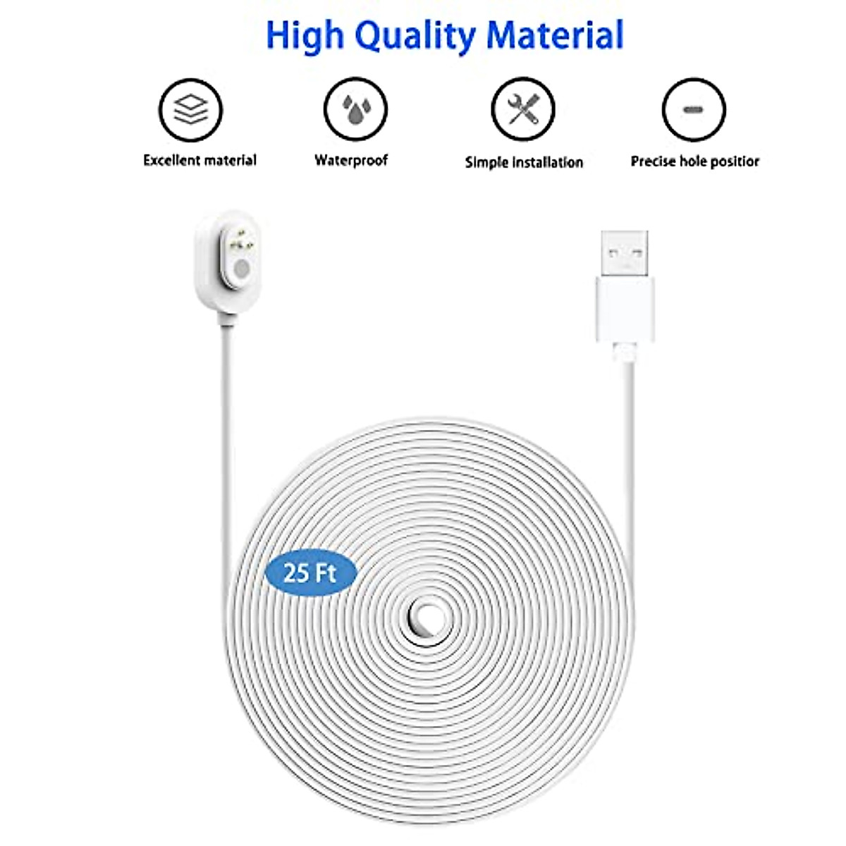 Shyueda 25ft/7.6m Weatherproof Outdoor Charging Cable for Arlo Ultra/Ultra 2/Pro 3/Pro 4(3-Pack)