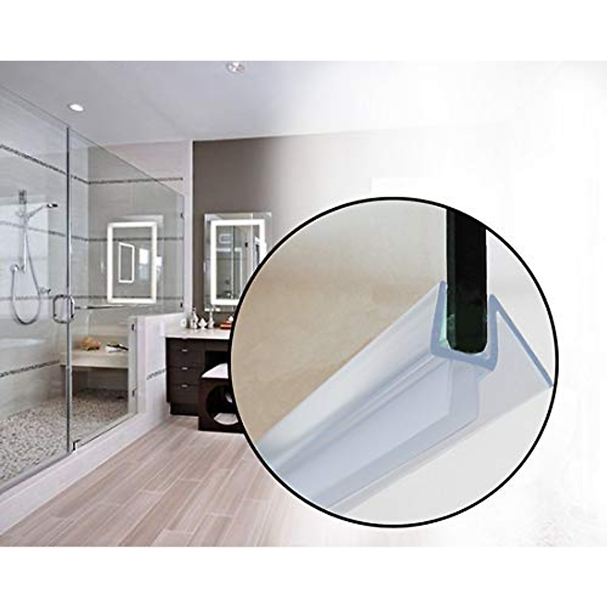 Butecare Premium Frameless Shower Door Bottom Seal Strip - Glass Door Side Seal Sweep (3/8” x 39”, Clear Vinyl)