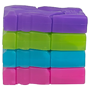 Cool Gear 4-Pack Fat Ice Pack | Reusable Ice Blocks for Lunch Box, Coolers, & More | BPA Free with Non-Toxic Freezer Gel | Keeps Food Cold & Fresh