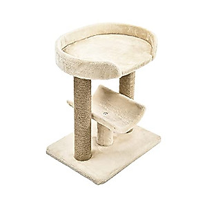 Amazon Basics Top Platform Cat Tree With Scratching Post - 18 x 14 x 22 Inches, Beige