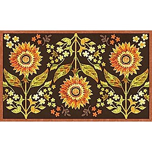 Studio M Floor Flair Indian Summer Floral Bold Floral - 3 x 5 Ft Decorative Vinyl Rug - Non-Slip, Waterproof Floor Mat - Easy to Clean, Ultra Low Profile - Printed in The USA