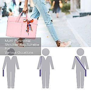 15.6 Inch Laptop Sleeve Shouler Bag Women Ladies Case for Macbook Pro 16 M3 M2 M1, Dell Inspiron 15, HP Envy/Pavilion 15.6, Acer Aspire 15, Lenovo IdeaPad 3 15.6, ASUS Chromebook MSI 15.6 Case, Pink