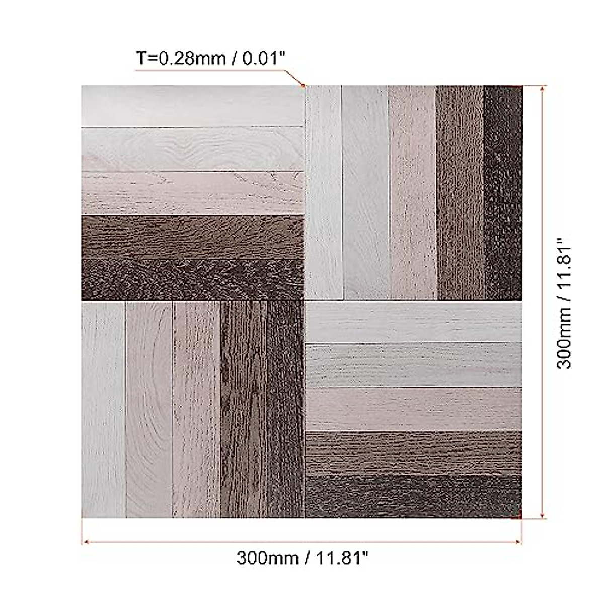 uxcell Peel and Stick Floor Wall Tiles Sticker, 10Pcs 12"x12" Self-Adhesive Wood Grain Floor Stickers Matte Frosted Flooring Tiles for Kitchen Bathroom and Home Decor, Beige+Grey