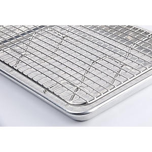 MASTERRACK Jelly Roll Pan Stainless Steel Cooling Rack and Wire Grate Heavy Duty (10"X14.75"X0.7")