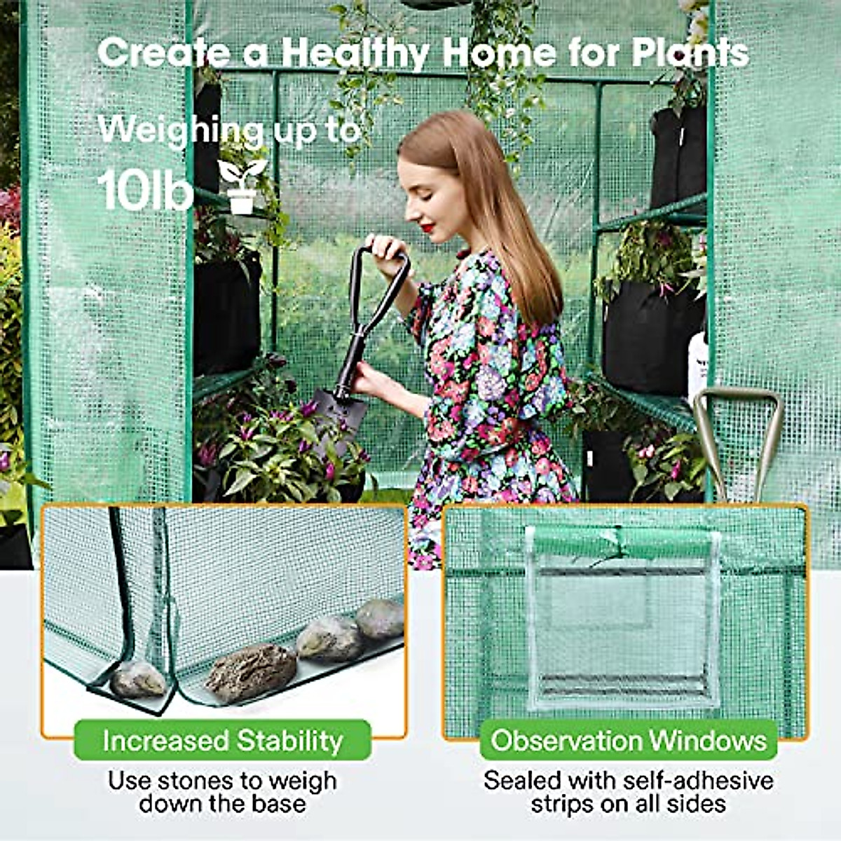 VIVOSUN 57 x 29 x 77-Inch Mini Walk-in Green House with Windows and Anchors, Plant Garden Hot House