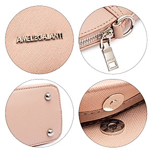 Crossbody Bags for Women, Medium Dome Vegan Leather Shoulder Purses Lightweight Handbags with Multi Pockets (Pink)