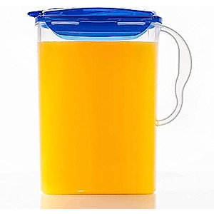 LocknLock Aqua Fridge Door Water Jug with Handle BPA Free Plastic Pitcher with Flip Top Lid Perfect for Making Teas and Juices, 3 Quarts, Blue