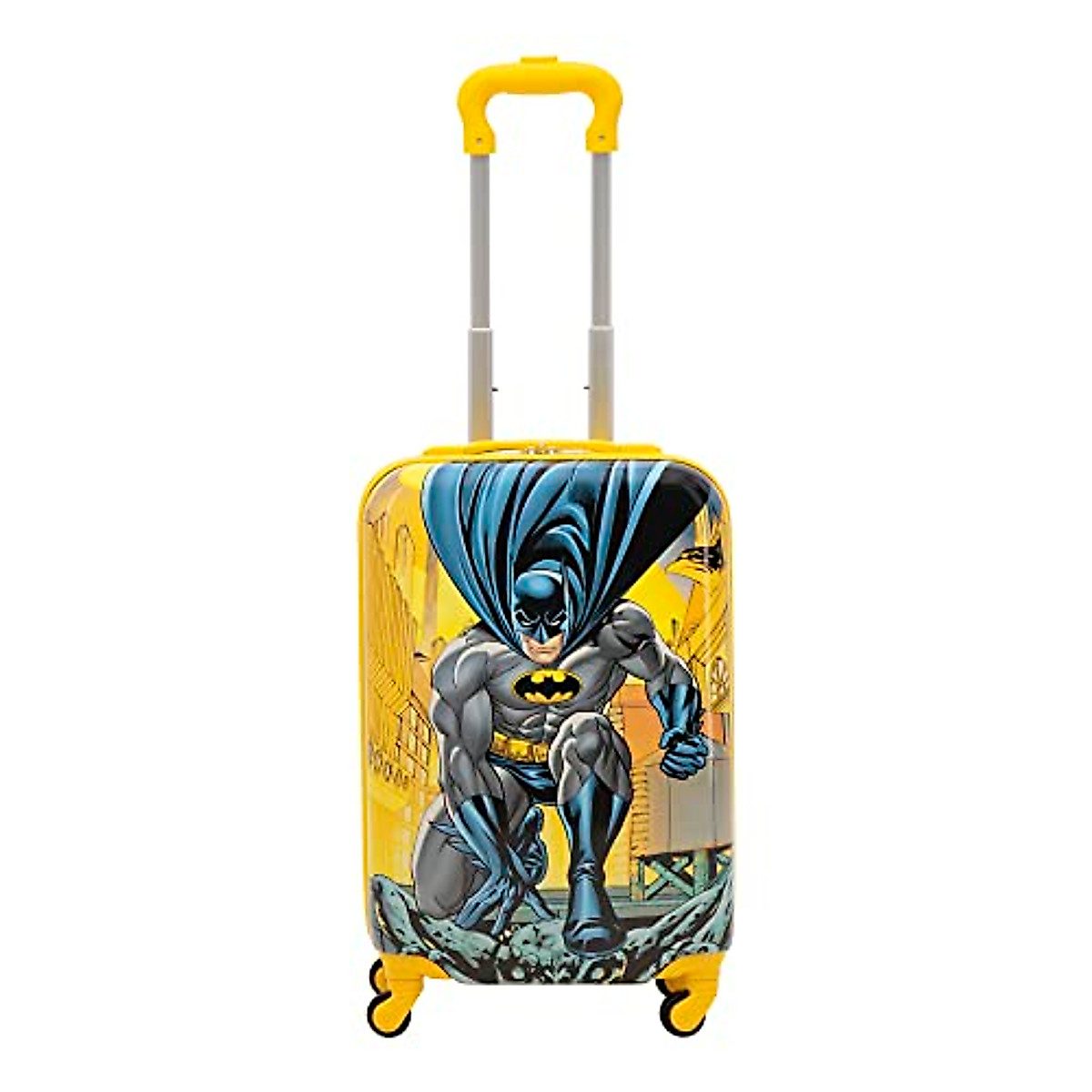 FUL DC Comics Batman 21 Inch Kids Rolling Luggage, Hardshell Carry On Suitcase with Wheels, Yellow