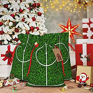 Drawstrings Christmas Gift Bags Football-Field-3d-Soccer Presents Wrapping Bags Xmas Gift Wrapping Sacks Pouches Medium