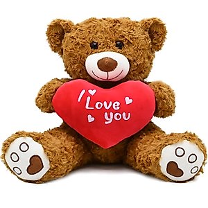 I Love You Teddy Bear, 14 Inch Teddy Bear Stuffed Animal with Red Heart, Plush Valentines Day Bear Gift for Kids, Girlfriend, Boyfriend, Best Friend, Valentines Anniversary Birthday Wedding Gift