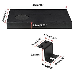 Butizone Tonal Accessory Shelf, Black Wood Tonal Accessory Floating Shelf, Home Gym Accessories Storage Rack with 5-pcs T-Lock Clips Hooks