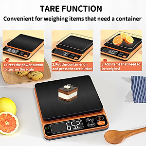 SCALE JAZZ Food Kitchen Scale for Cooking Baking Meal Prep Digital Kitchen Scale Grams Milliliters 1.1lbs/500g 0.01g/ 0.00035ozPreciseGraduation Backlit Display Battery Included