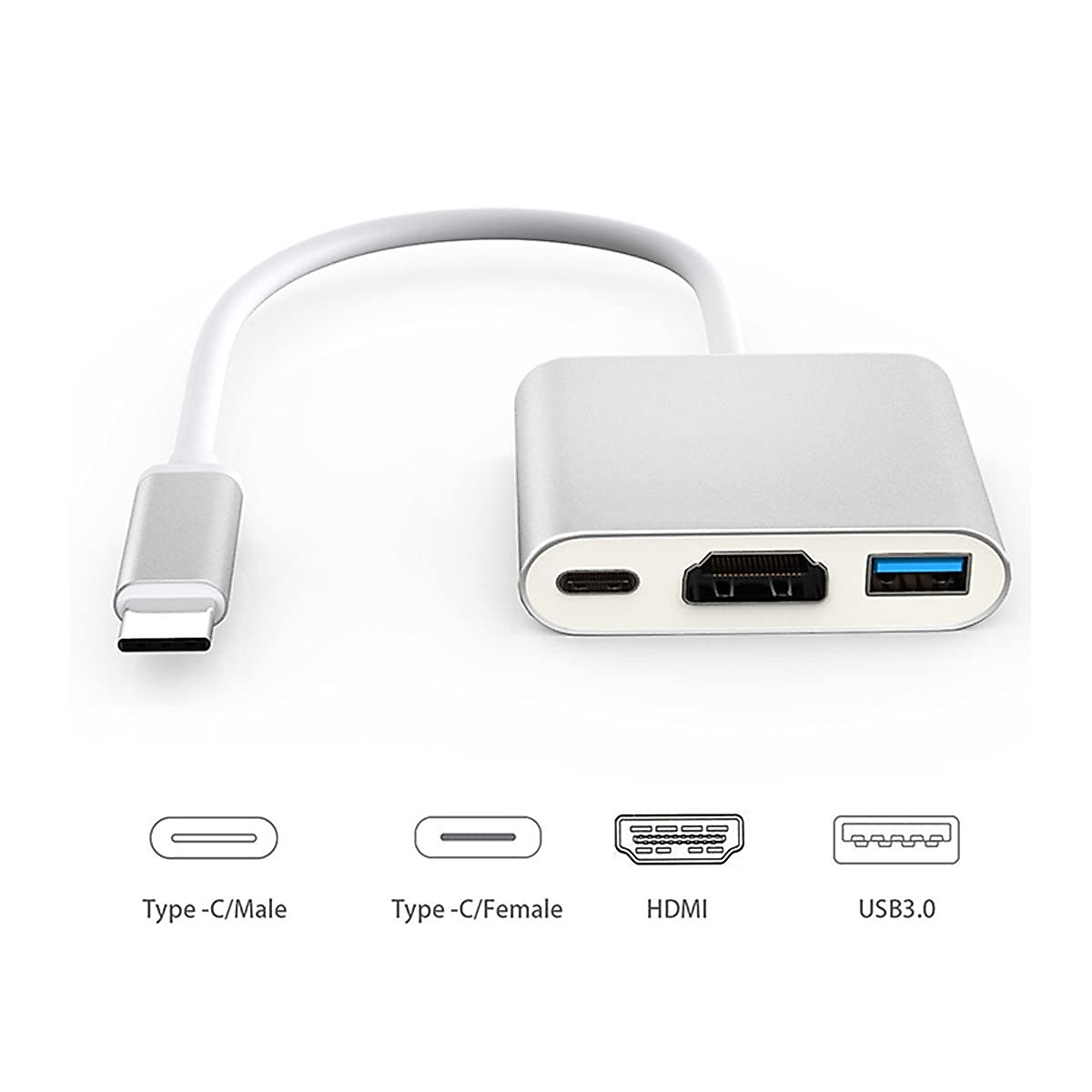 XIAYIO USB C to HDMI Adapter, USB C to HDMI 4K Hub, 3 in 1 USB 3.1 and Type-C PD Port Compatible with MacBook/MacBook Pro/Air, iPad, Samsung Galaxy S9/S10/ S20/ S21/Note 9/Note 10/Note 20
