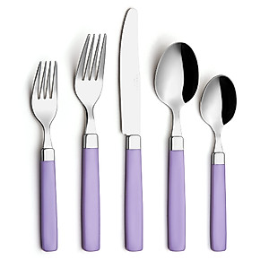 ANNOVA 20 Pieces Stainless Steel Flatware/Cutlery Set - Color Handles - 4 x Dinner Forks, 4 x Salad Forks, 4 x Dinner Knives, 4 x Dinner Spoons, 4 x Dessert Spoons - Service for 4 (Lilac, 20 Pieces)