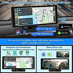 ACTASIAN Portable Car Stereo with HD Dash Camera, Wireless Apple Carplay & Android Auto Car Radio with Backup Camer Blutooth