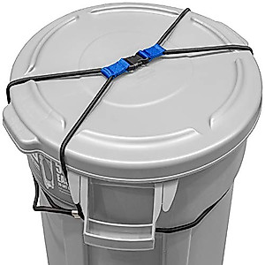 Encased Trash Can Lock for Animals/Raccoons, Bungee Cord Heavy Duty Large Outdoor Garbage Lid Lock (Trash Can NOT Included)