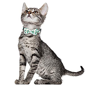 Lamphyface 2 Pack St.Patrick's Day Cat Collar with Cute Bow Tie and Bell Breakaway Adjustable Safety