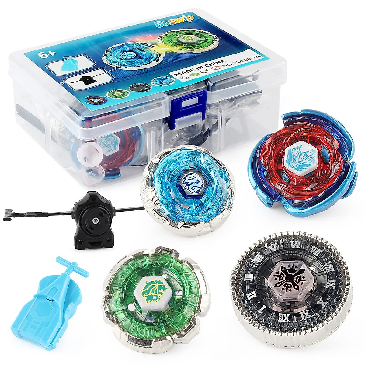 Hirynedwo Battling Tops Metal Fusion Starter Set with 4D Launcher Grip Burst Battle Set Packed in Storage Case