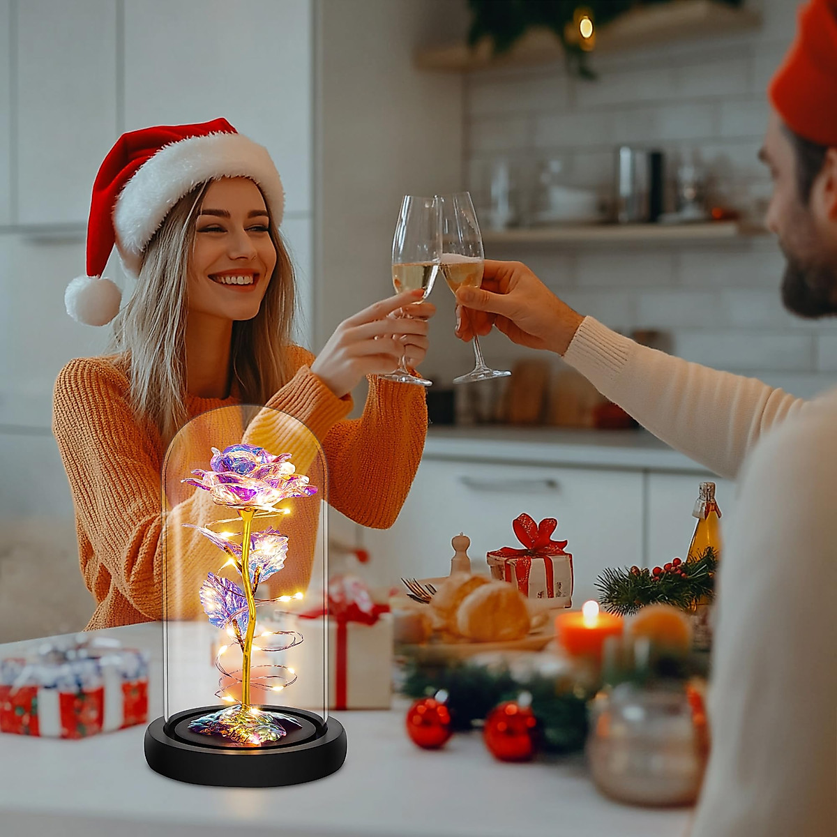 Mom Gifts for Mothers Day Rose Flower Gifts For Women,Mother Day Mom Gifts From Daughter Son,Birthday Gift for Women,Rainbow Rose Flower Gift For Her,Anniversary,Wedding,Light Up Rose In A Glass Dome