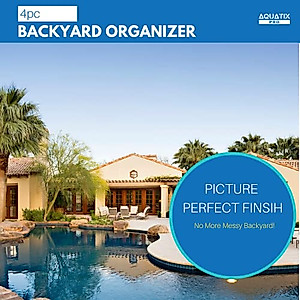 Aquatix Pro Pool Pole Hanger Premium 4pc Aluminium Holder Set, Ideal Hooks for Telescopic Poles, Skimmers, Leaf Rakes, Nets, Brushes, Vacuum Hose, Garden Tools and Swimming Pool Accessories