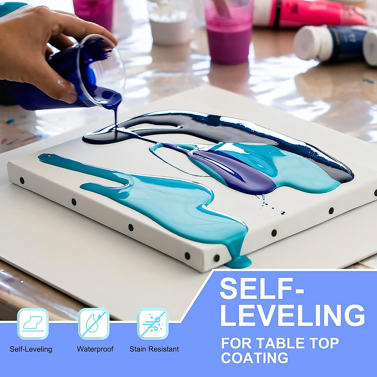 Teexpert Epoxy Resin 2 Gallon Kit, Crystal Clear Resin Epoxy Food Safe with Pump, Casting Resin Bubble Free Anti Yellowing, Art Resin Epoxy Resin for Jewelry Making, Table Top, Wood & Art Crafts