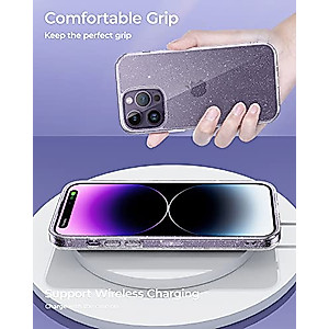 BENKS Designed for iPhone 14 Pro Max Case for Women Girls, Crystal Glitter Shockproof & Anti-Scratch Full Protection [Not Yellowing] Back Cover for iPhone 14 Pro Max (6.7”)