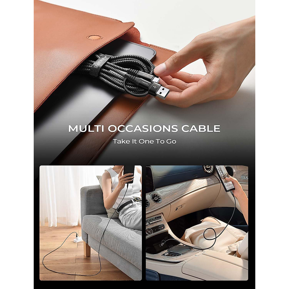 AINOPE USB C Cable 6.6FT[2-Pack, 60W] Nylon Braided Type C Charging Cable Fast Charge, Type C to Type C Cable Compatible with iPad Pro/Air/Mini 6 MacBook Air Galaxy Note