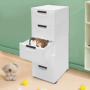 Plastic Drawers Storage Cabinet Mobile Cabinet 15.7"D x 11.8"W x 33"H,Plastic Drawers Dresser Closet Drawers Plastic Storage Bins Home Storage Container Tower,White
