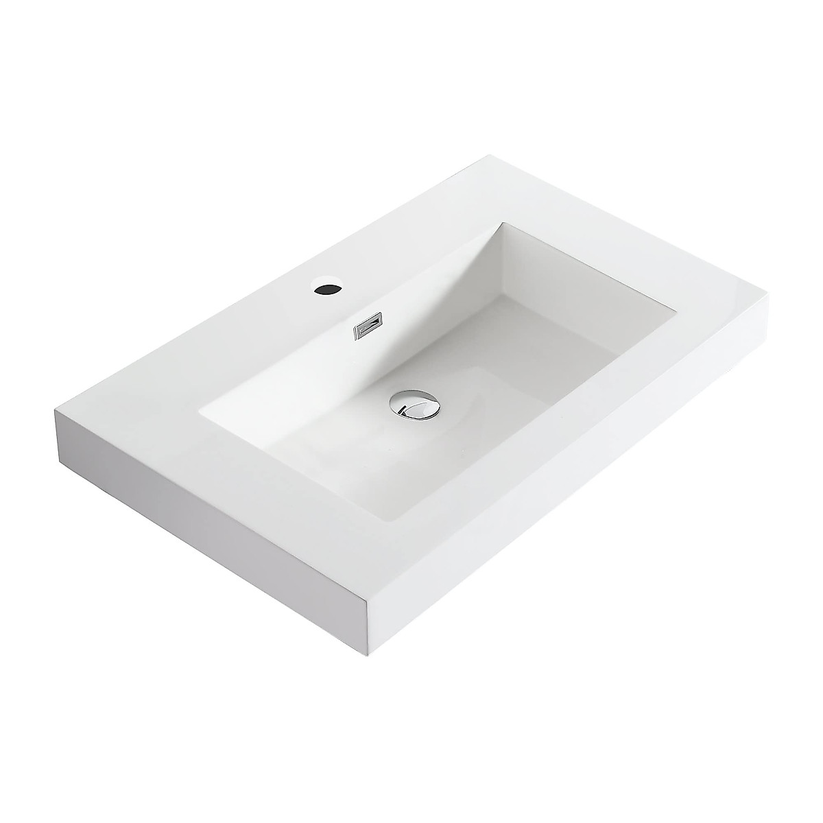 Dowell 30" Bathroom Sink,Single Bowl Vanity Basin,Rectangular Drop-In Bathroom Sink with Overflow,White-000 3018BP