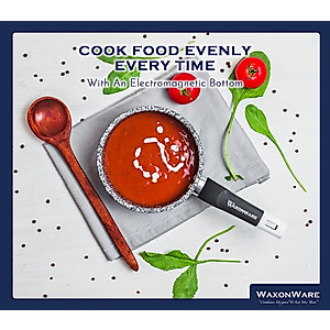 WaxonWare 1.75 Quart Ceramic Nonstick Pan with Lid - Non Toxic Nonstick Cookware, Free of APEO, PFOA, PTFE, Cadmium, & Lead - Small Sauce Pan with Lid & Bakelite Stay-Cool Handle (STONETEC Series)