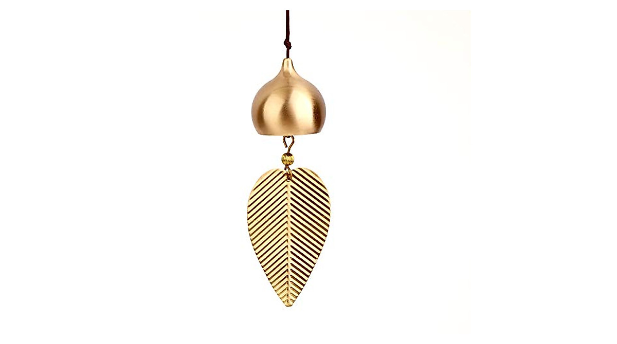 Gold Leaf Feng Shui Wind Chime for Good Luck and Safe Home Decor