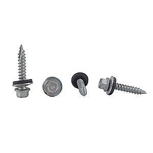 Chenango Supply - N.9 x 1inches Hex Washer Head Metal Roof Screw Self Starting/self Tapping Metal to Wood, Sheet Metal Roofing, siding Screws with EPDM Washer Seal. 100 PCS (N.9 x 1