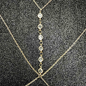 Woent Sexy Bikini Bra Body Chain Gold Cross Breast Chain Lingerie Necklace Accessories Nightclub Jewelry Adjustable for Women