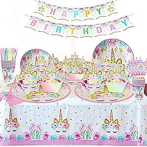 Unicorn Cupcake Toppers and Wrappers Decorations (40 of Each) - Reversible Rainbow Cup Cake Liners with Unicorn Topper | Cute Decorating Supplies for Girl Birthday Party