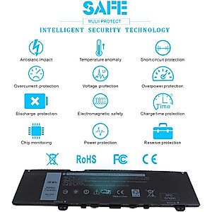 38Wh F62GO F62G0 Battery Compatible with Dell Inspiron 13 7000 7373 7386 2-in-1 7370 7380 5370 P83G P87G P91G P83G001 P83G002 P91G001 P87G001 Vostro 13 5370 Series 39DY5 039DY5 RPJC3 0RPJC3 11.4V