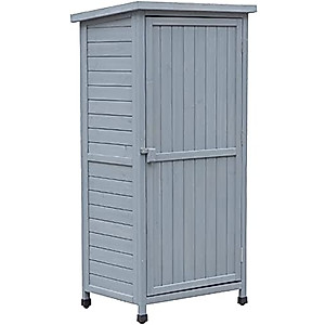 MUWIZ Outdoor Storage Shed, Storage Shed and Tool Shed Outdoor Storage Sheds, Solid Wood Garden Shed, Large Space Garden Tiny Houses, Internal Four-Story & Adjustable Feet (Color : Gray)