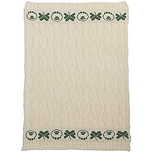 SAOL 100% Merino Wool - Baby Blanket Kid's Bedding Throw with Sheep and Shamrock Design