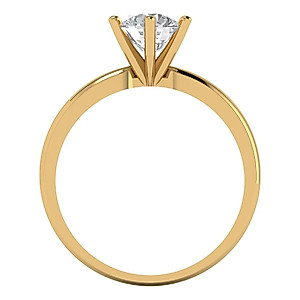 Clara Pucci 1.0 ct Round Cut Solitaire Genuine Moissanite Wedding Bridal Designer Anniversary Engagement Ring in 14k yellow Gold for Women