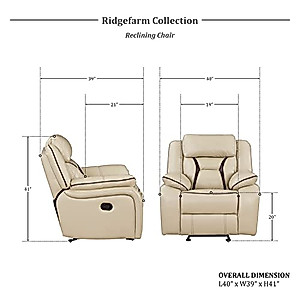 Lexicon Ridgefarm Wall-Hugger Manual Glider Reclining Chair, Beige