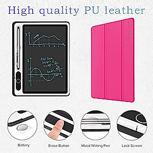 10 inch LCD Writing Tablet Electronic Writing Notebook with PU Protective Cover Erasable Drawing Pad Gift for Kids Adults at Home School Office(Black