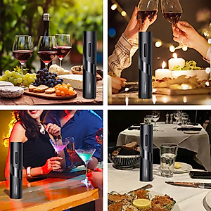 ManGotree Electric Wine Opener, Wine Bottle Opener with Foil Cutter, Wine Opener for Kitchen Storage, Battery Operated Corkscrew Wine Opener, Suit for Home Party Wedding etc. (Black)